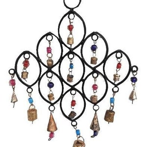 Hand Made Cast Iron & Brass Hanging Multi Bell Windchimes / Wind Chime ...