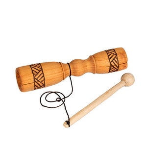 Tik Tok Tone Block Carved Burned Design Tribal Musical Instrument ...