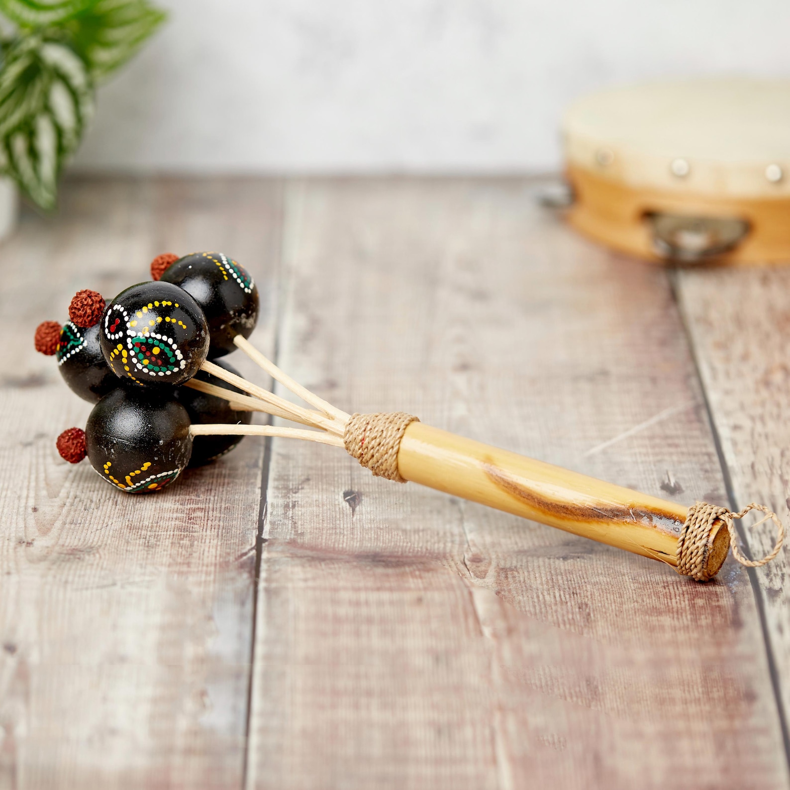 Maraca Fair Trade Shaker 5 Ball Seed Pod Gift Percussion Hand Painted ...