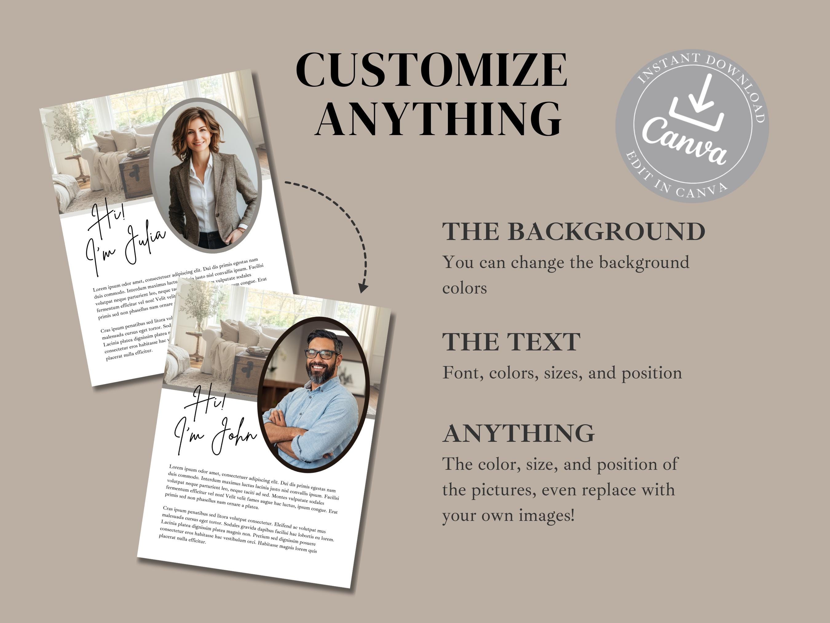 Realtor Bio | Information Sheet | Real Estate Canva Template | Agent ...