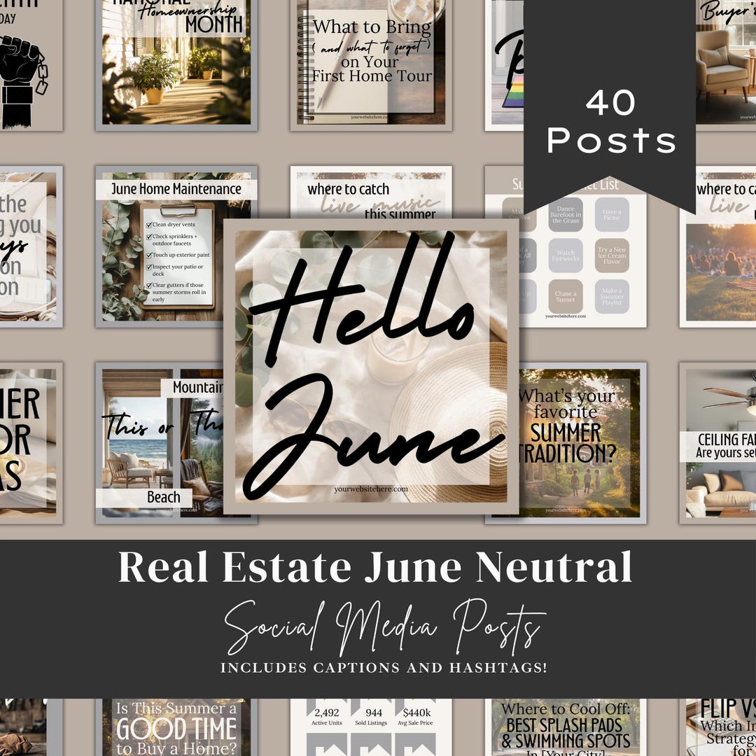 June Real Estate Social Media Posts | Realtor Instagram Templates ...