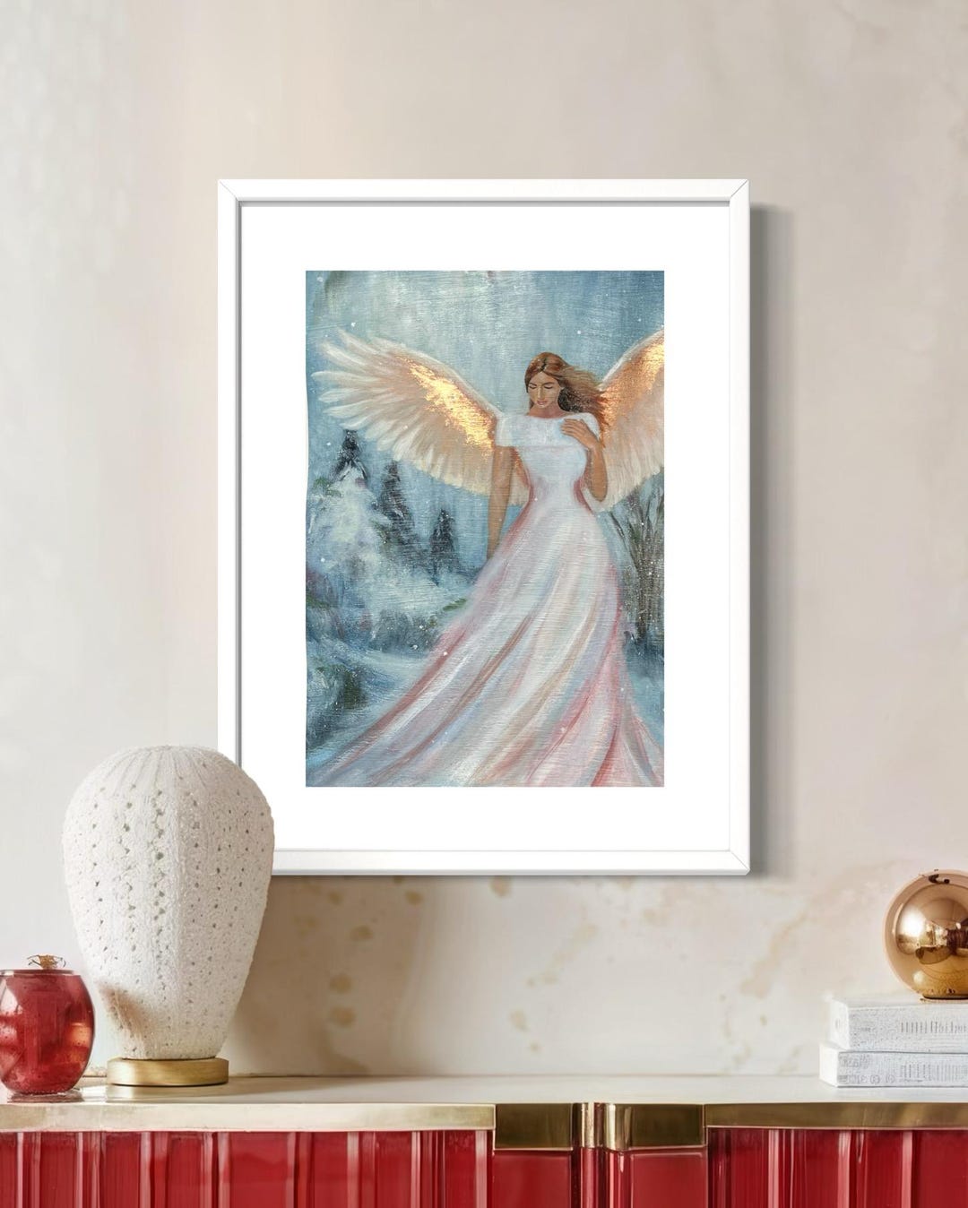 Hope (angel) - Original Oil Painting on Paper - Home Decor - Artwork ...