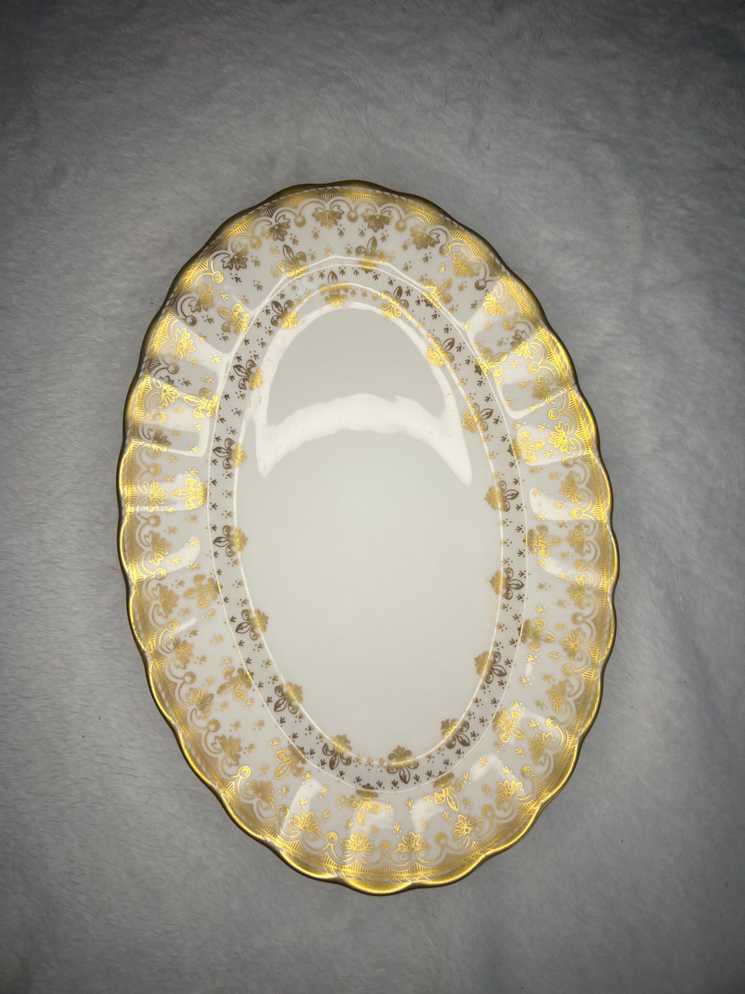 Antique Oval Spode Fleur-de-lys Porcelain Plate, Fleur-de-lys Pattern ...