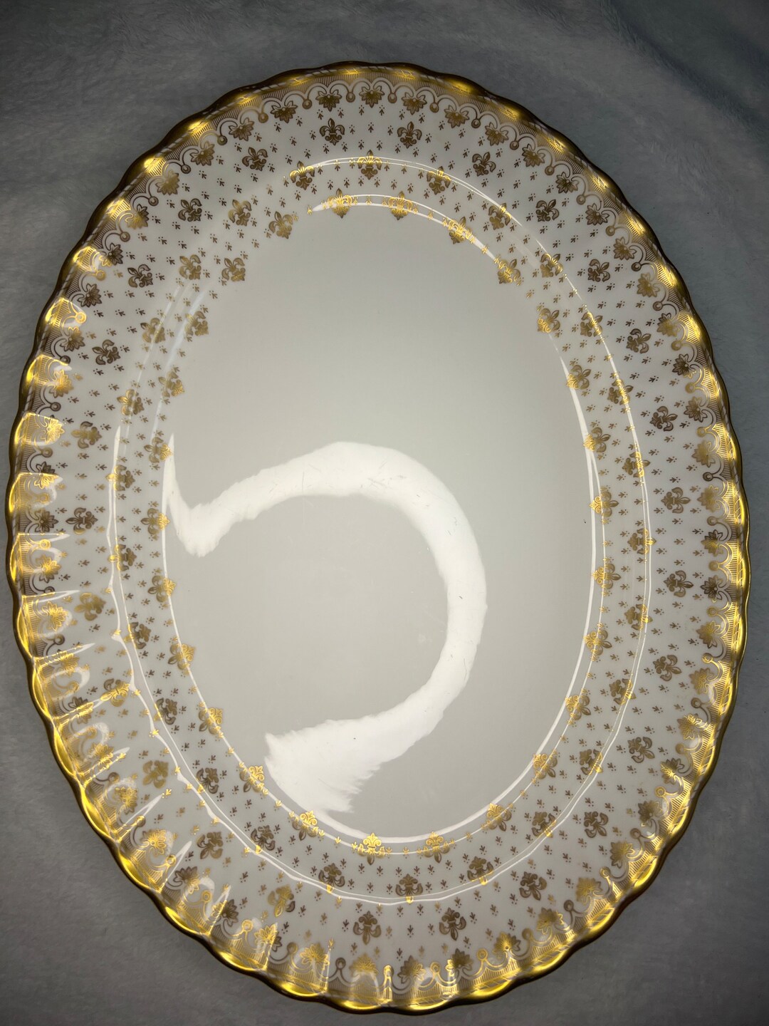 2 Pieces of Antique Spode Fleur-de-lys Serving Plates With Gold ...