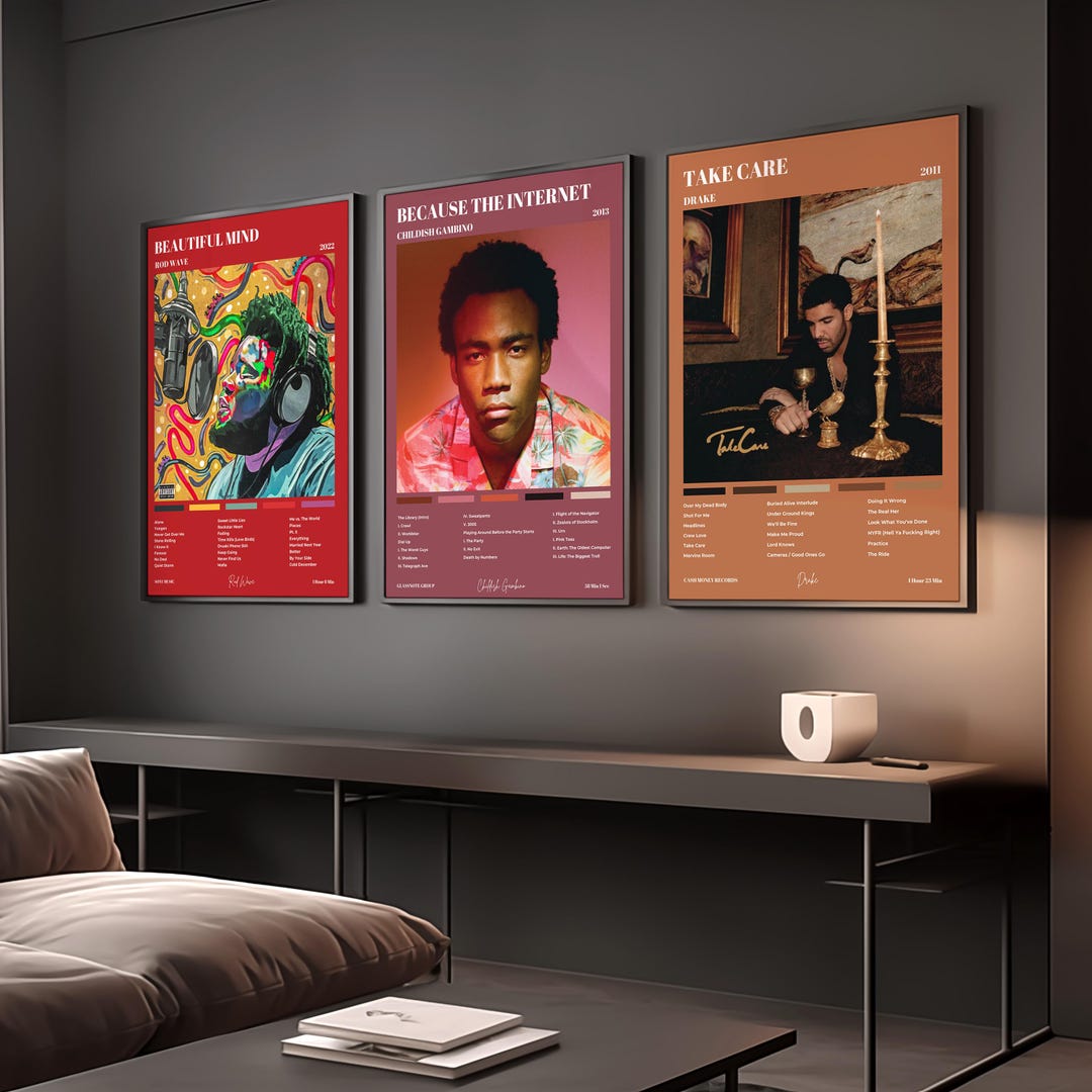 Set of 3 Custom Album Poster, Rap Album Cover, Hip Hop Wall Art, Music ...