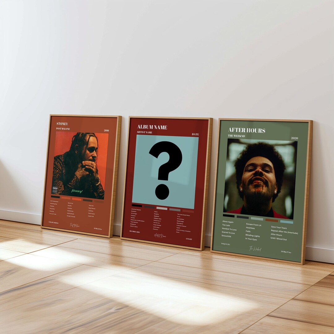 Set of 3 Personalised Album Cover Poster, Pick Your Album, DIGITAL ...