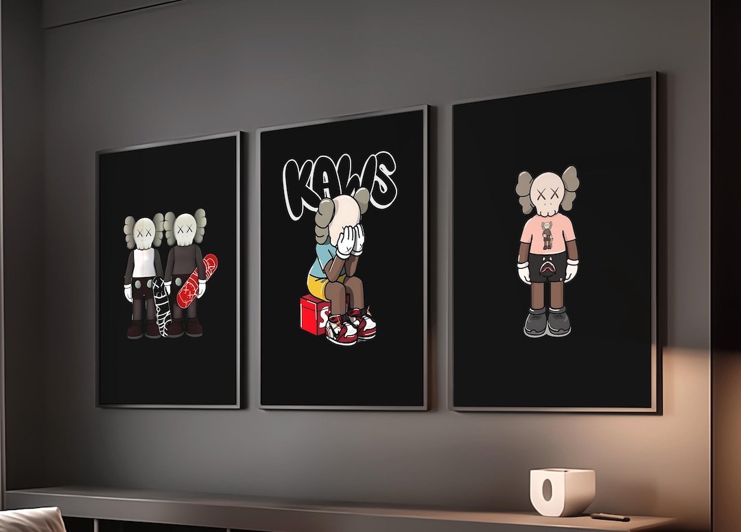 Set of 3 Kaws Poster, Hypebeast Room Decor, Men Wall Art, DIGITAL ...