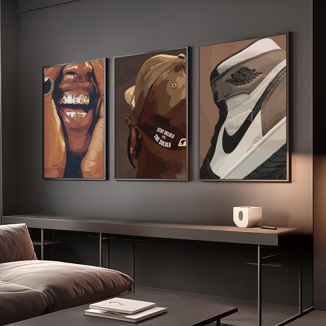 Set of 3 Black Man Wall Art, Masculine Poster, Hypebeast Room Decor ...