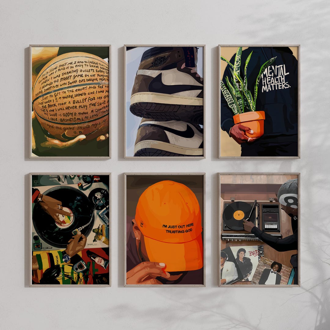 Set of 6 Men Wall Decor, Masculine Wall Art, DIGITAL DOWNLOAD, Black ...