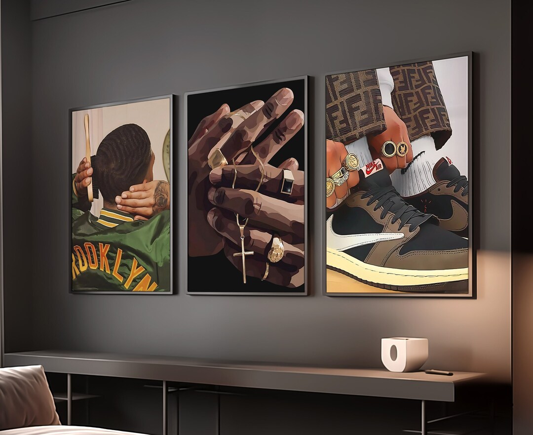 Set of 3 Men Wall Decor, Hypebeast Wall Art, DIGITAL DOWNLOAD, Black ...