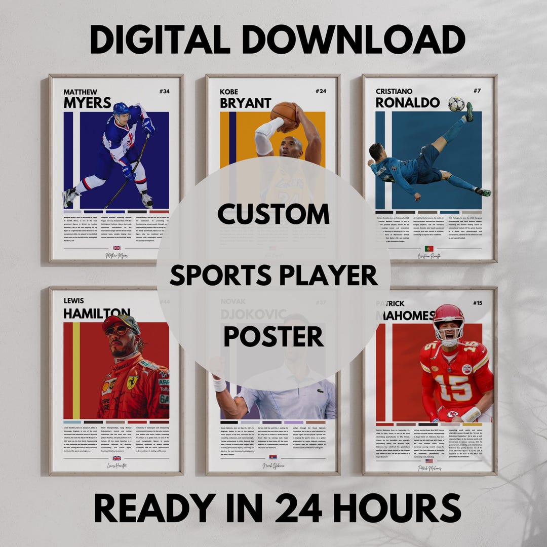 Custom Sports Poster, Man Room Wall Art, Football Player Poster ...