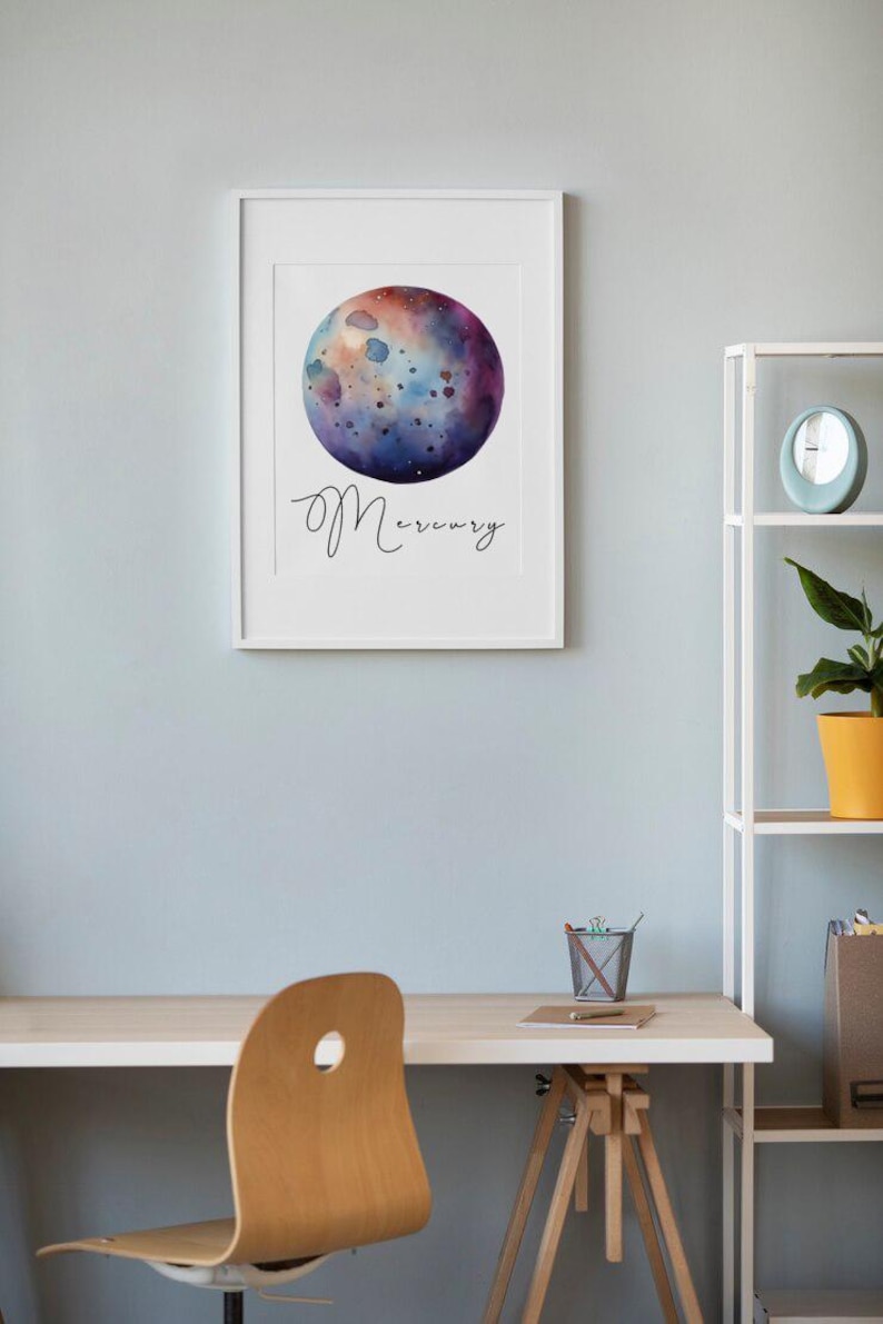 Space Watercolor Clipart, Solar System Clipart, Stars and Moon PNG ...