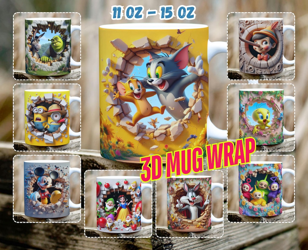 Cartoon Movie Mug Wrap Bundle: 3D Classic Characters (digital Download ...