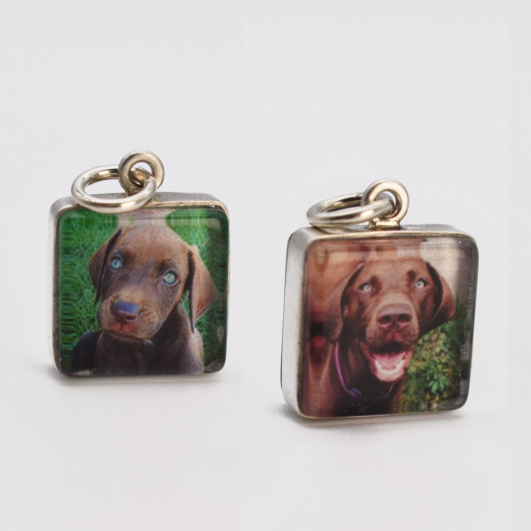 Double Sided Glass Square Photo Pendant/sterling Silver/12mm - Etsy