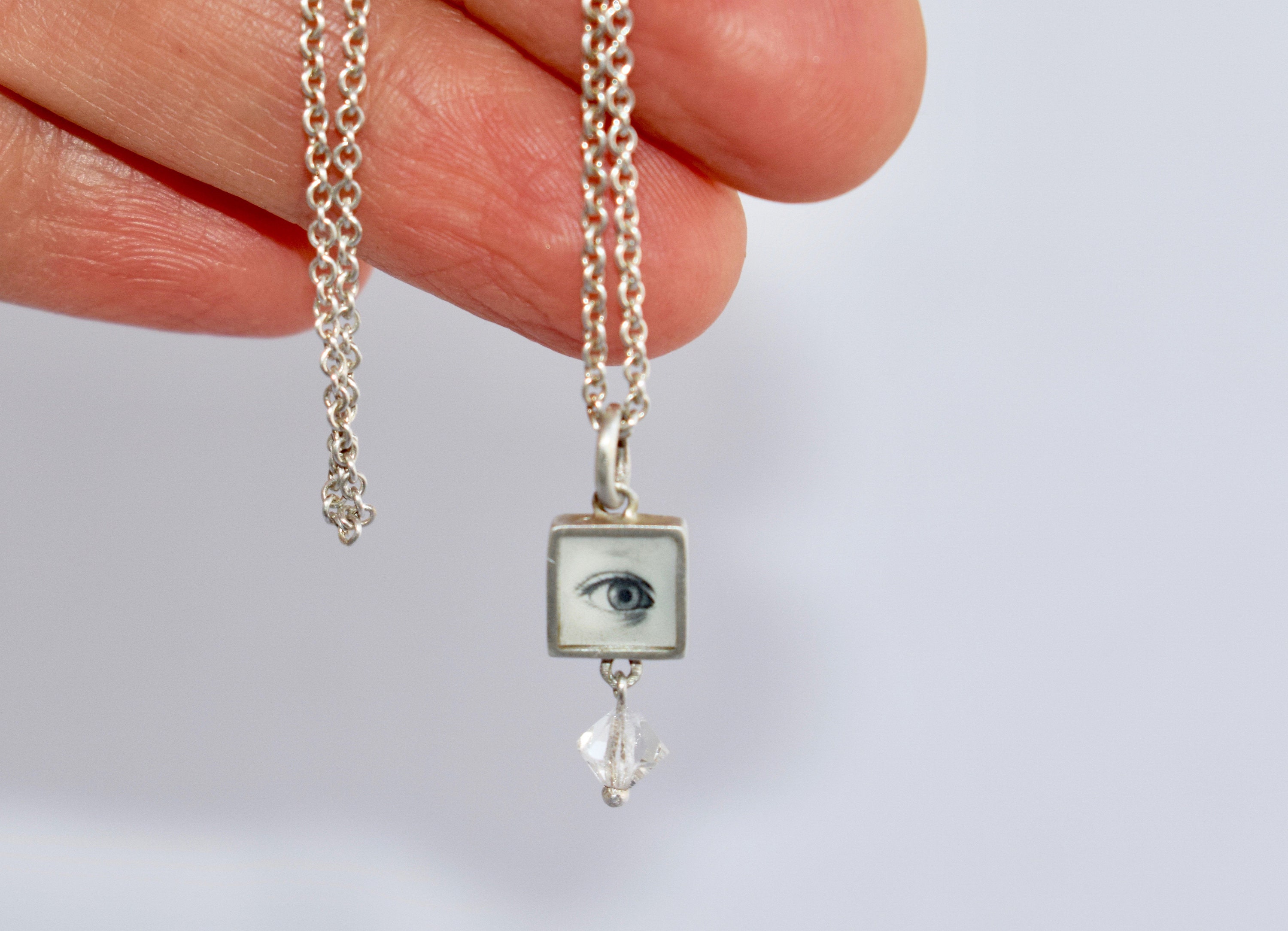 Eye Pendant Necklace/IN STOCK/Silver and Crystal Eye | Etsy