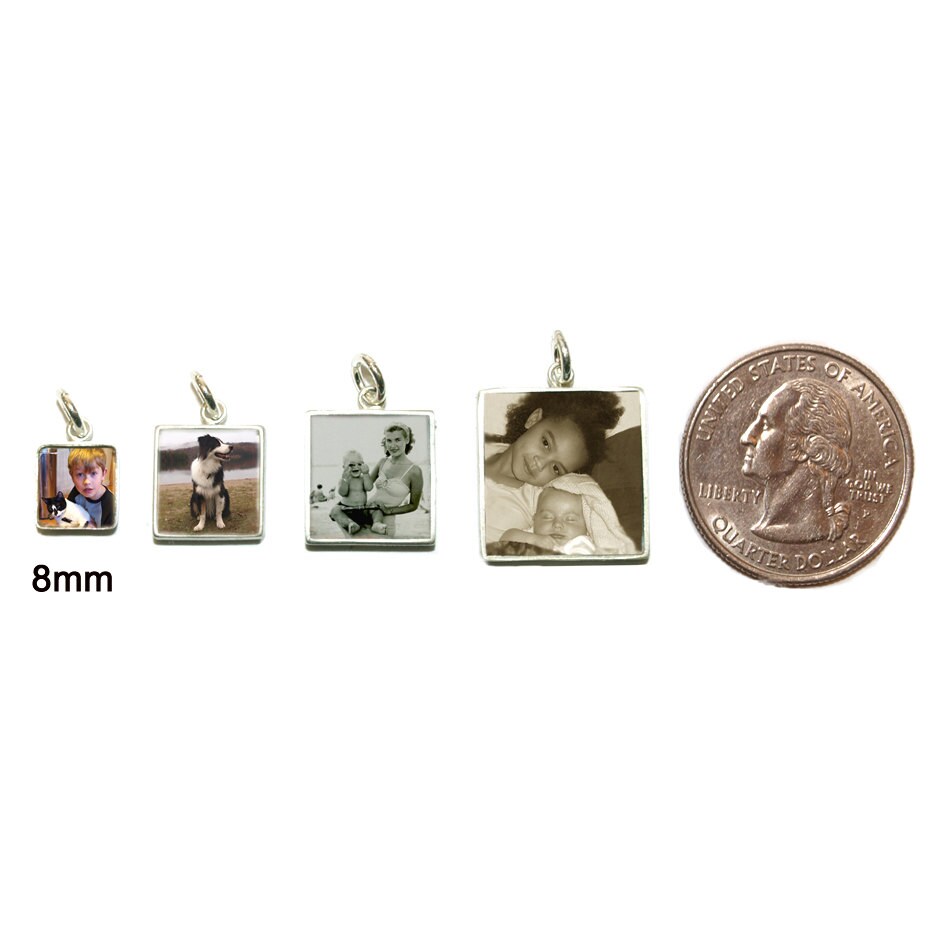 Personalized Photo Charm/pendant/ 8 Mm Sterling Silver Square - Etsy