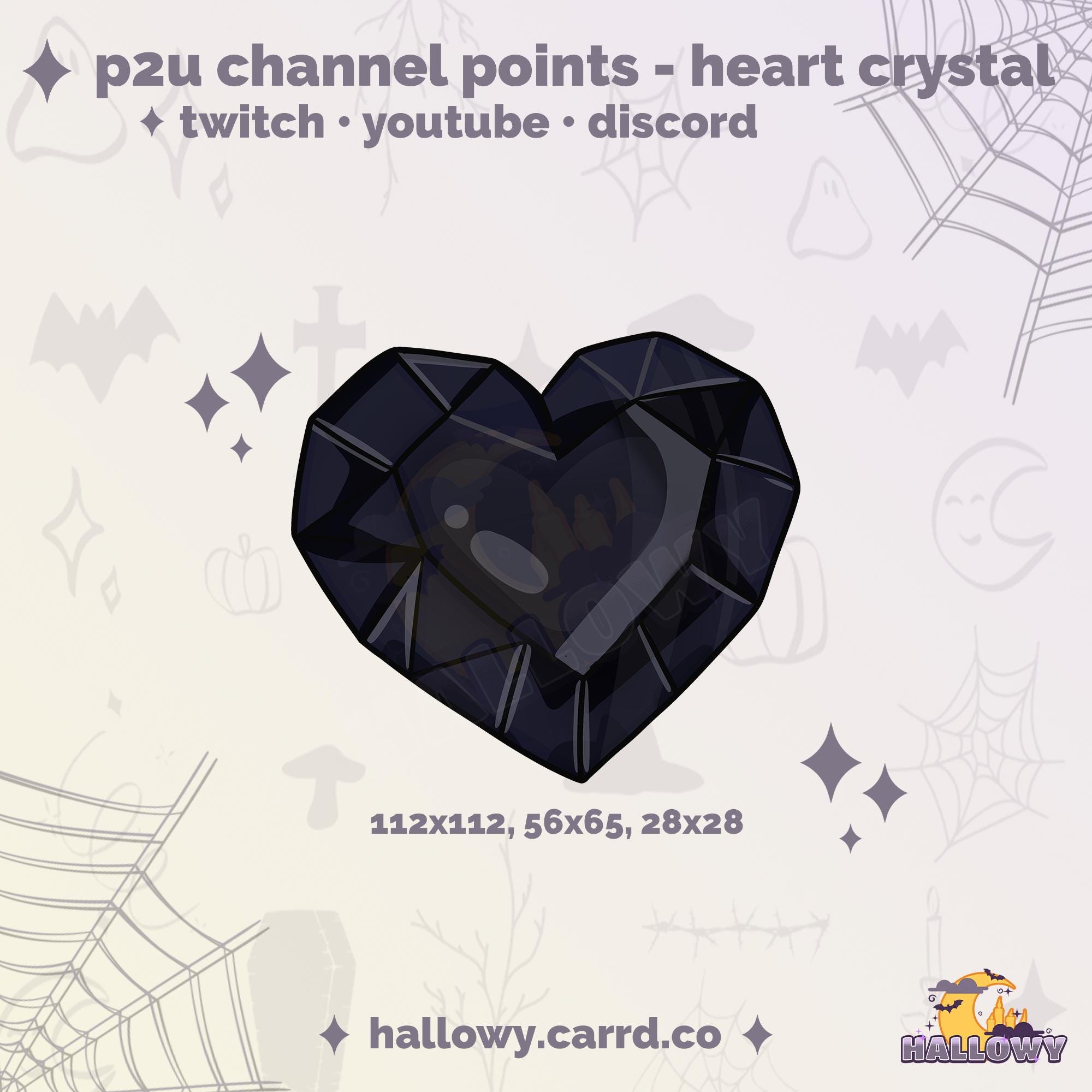 Premade Black Crystal Heart Twitch Channel Point (instant Download) - Etsy