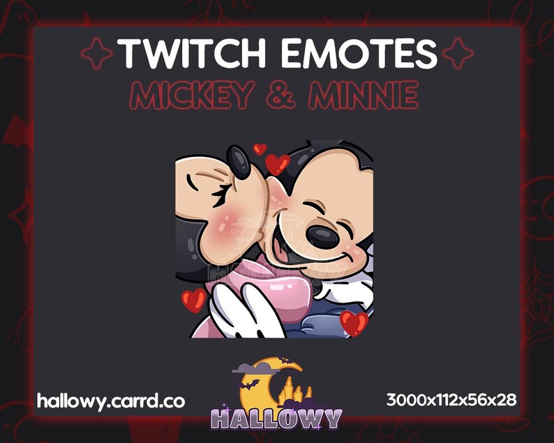 Cute Cartoon Love Mickey & Minnie Emote | Twitch Emote | Discord Emote ...