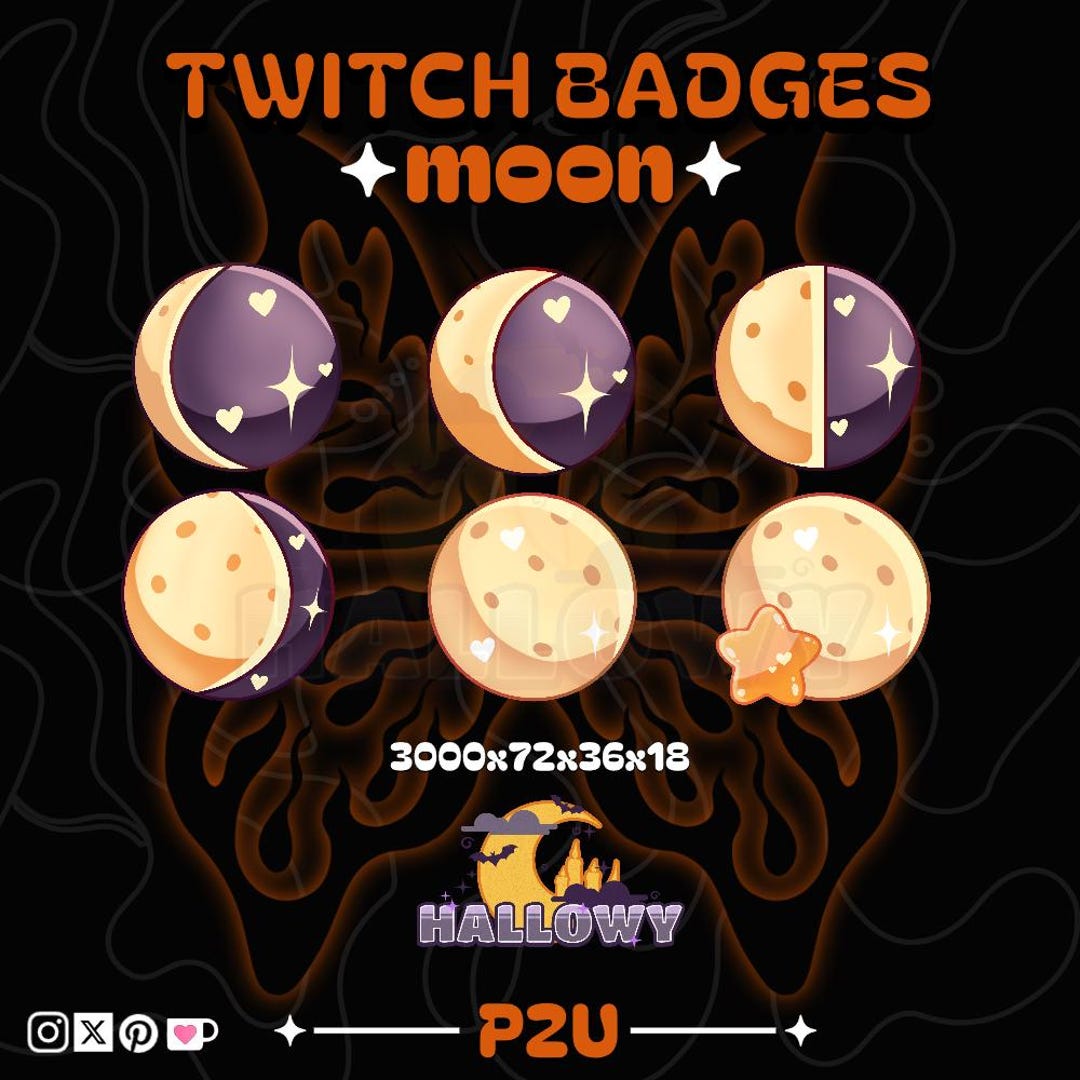 Cute Moon Phases Badges for Twitch Subscriber Badges Sub Badges for ...