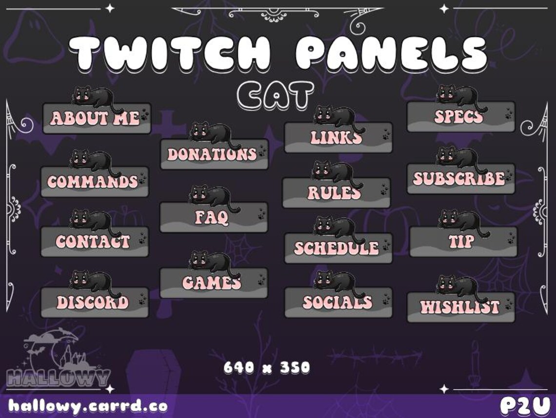 Kawaii Black Cat Panels for Twitch | Twitch Assets | Cute Streamer ...