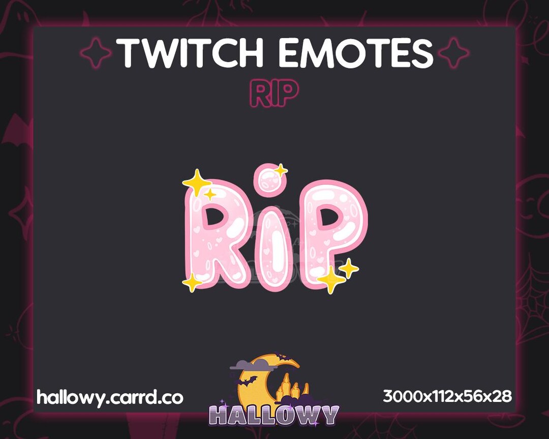 Cute Cartoon Pink RIP Emote | Twitch Emote | Discord Emote | Youtube ...