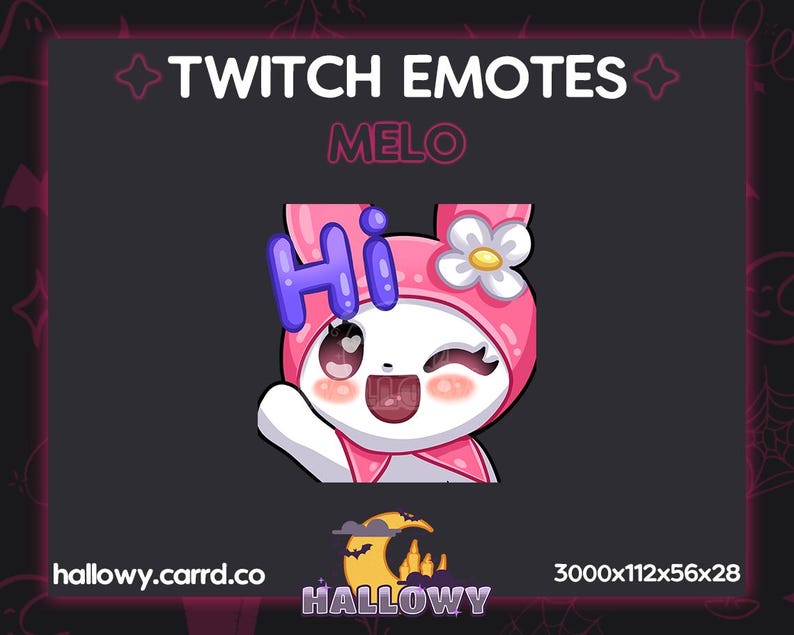 Cute Anime Hi Melo Emote | Twitch Emote | Discord Emote | Youtube Emote ...