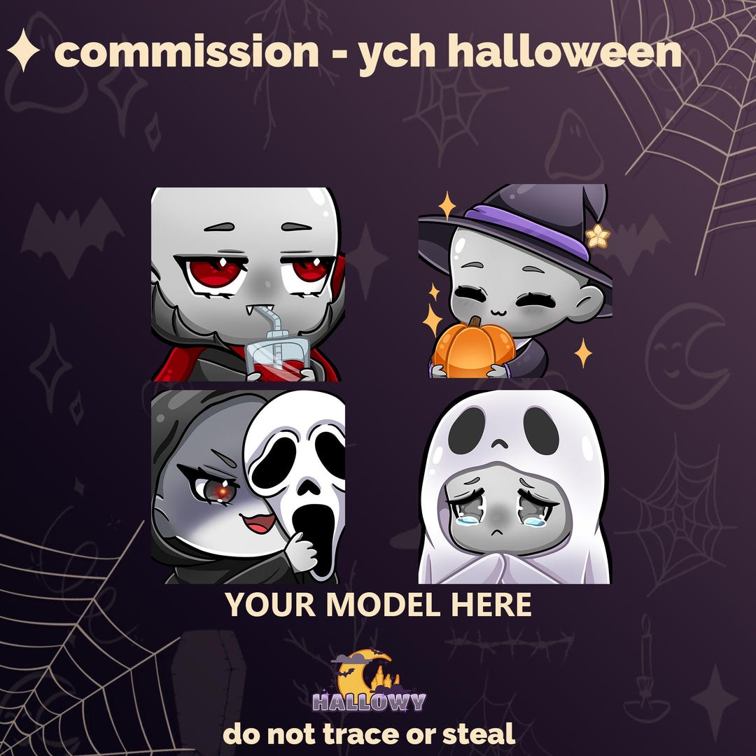 Custom Halloween YCH Emote - Cute Creepy Character Base Emote - Chibi ...