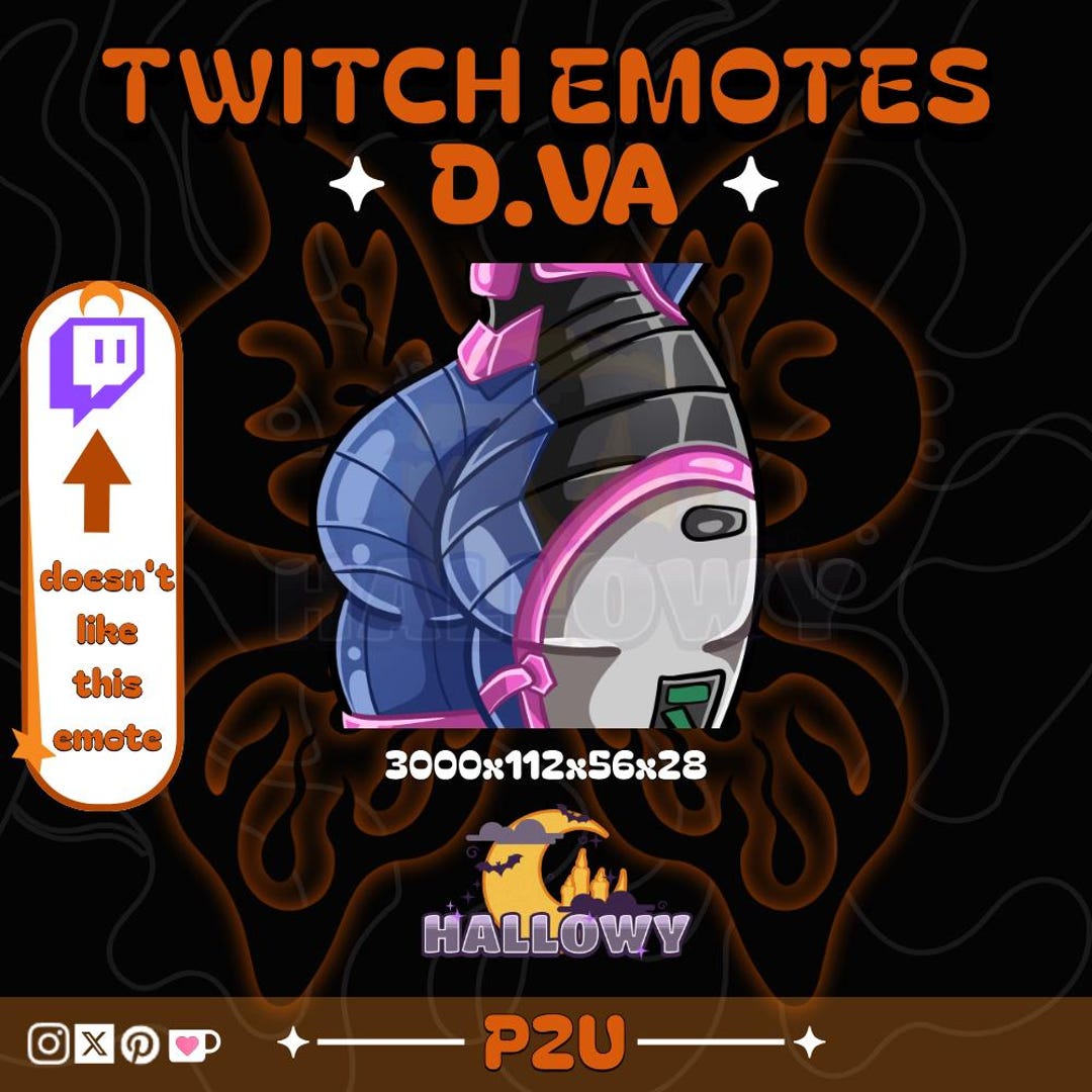Cute Gaming Character D.VA Booty Emote Twitch Emote Discord Emote ...