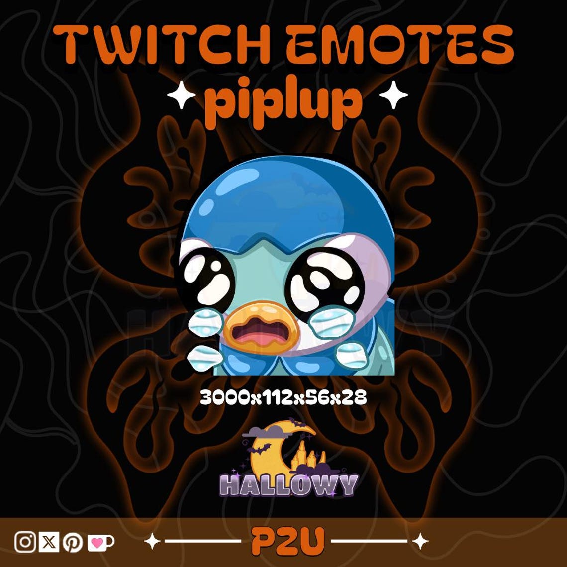 Cute Anime Cry Piplup Emote Twitch Emote Discord Emote Youtube Emote ...