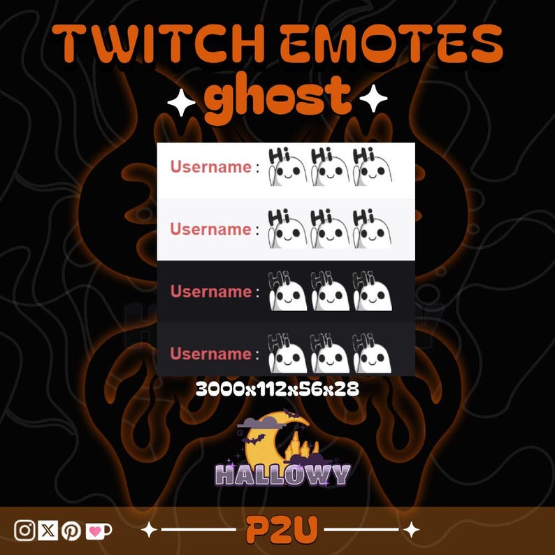 Cute Halloween Hello Ghost Emote Twitch Emote Discord Emote Youtube ...