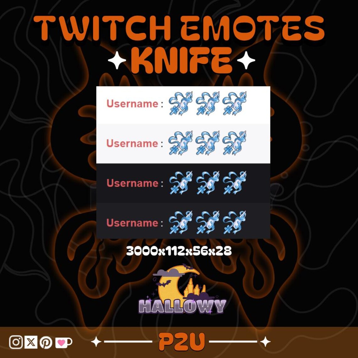 Cute Cartoon Blue Knife Emote Twitch Emote Discord Emote Youtube Emote ...