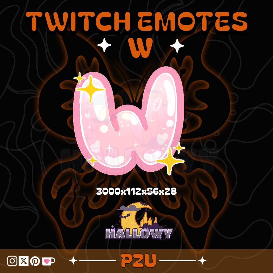 Cute Cartoon Pink W Emote Twitch Emote Discord Emote Youtube Emote W ...