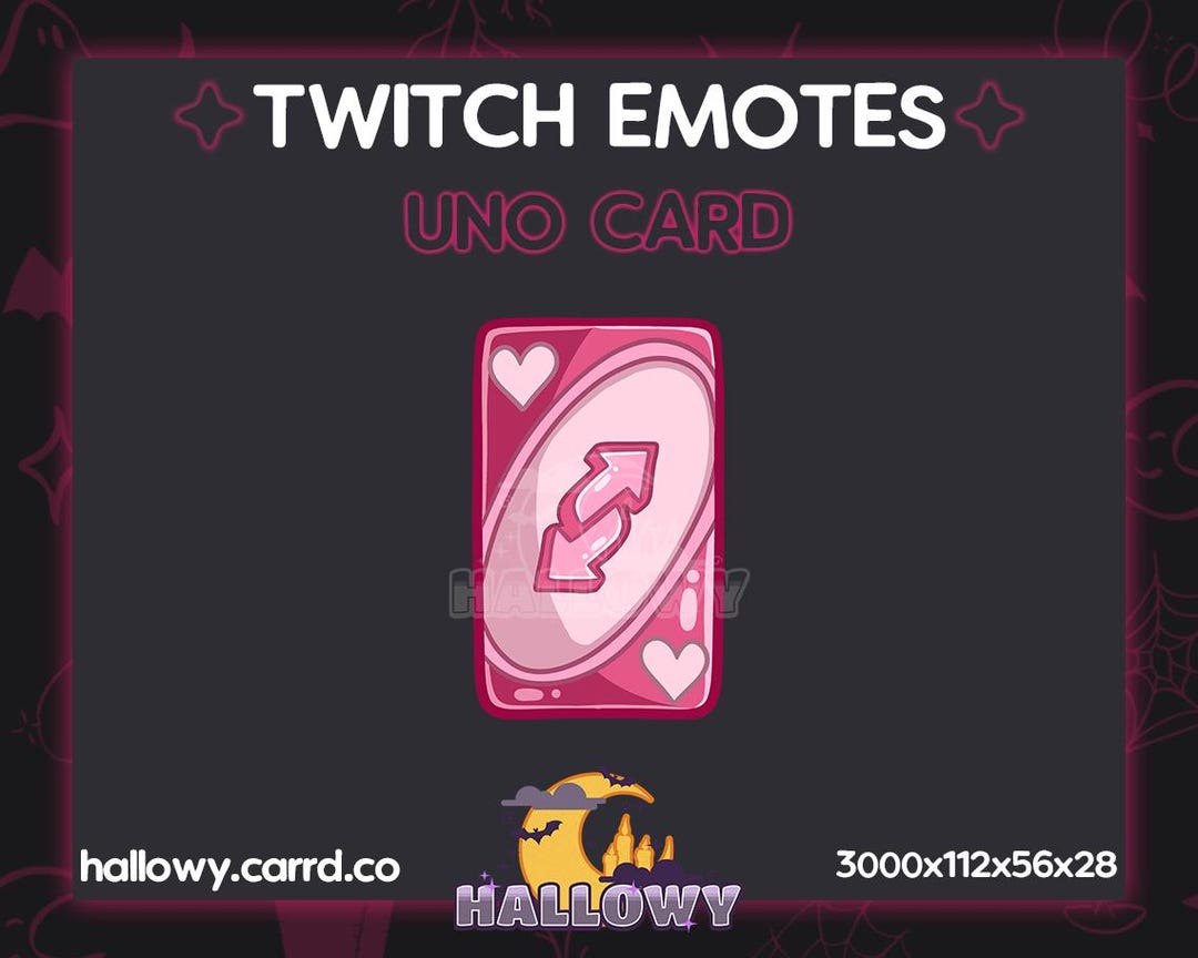 Cute Cartoon Pink Uno Card Reverse Emote | Twitch Emote | Discord Emote ...
