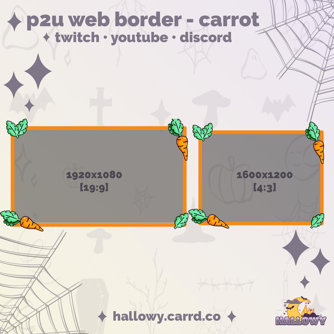 Premade Twitch Web Border - Carrot Cute Web Border for Streamers and ...