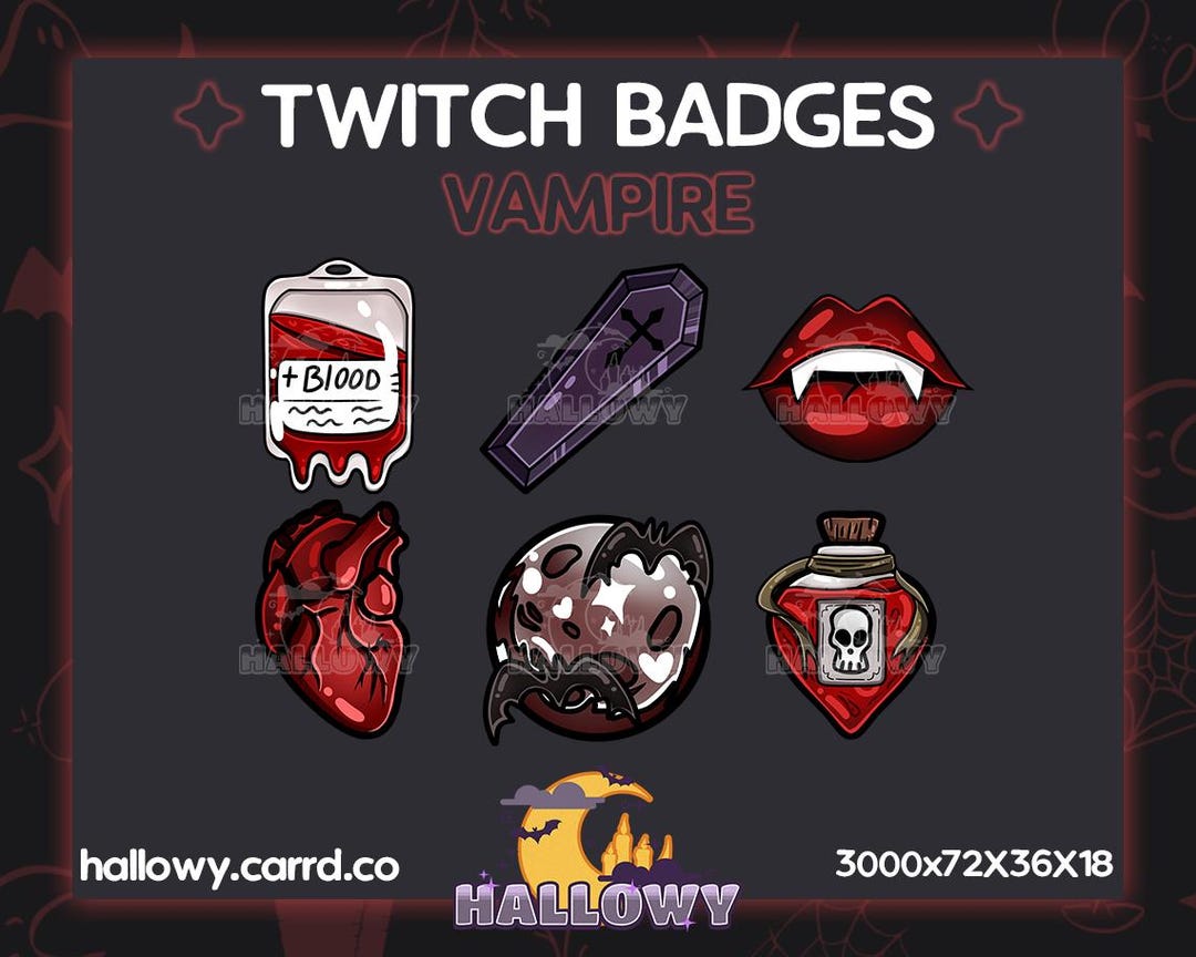 Cute Halloween Vampire Core Badges Twitch | Subscriber Badges | Sub ...