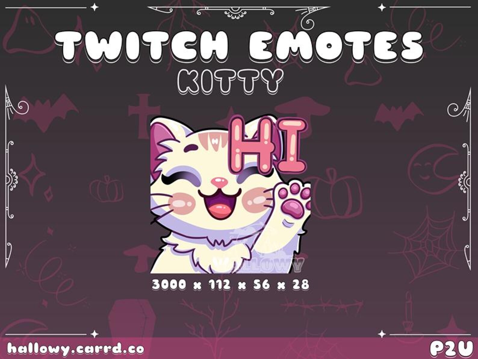 Cute White Cat Hi Emote Twitch Emote Discord Emote Youtube Emote Kawaii ...