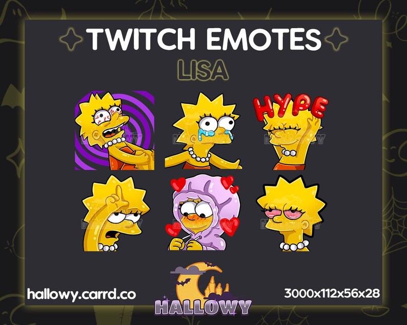 Cute Cartoon Lisa Emote Pack | Twitch Emote | Discord Emote | Youtube ...