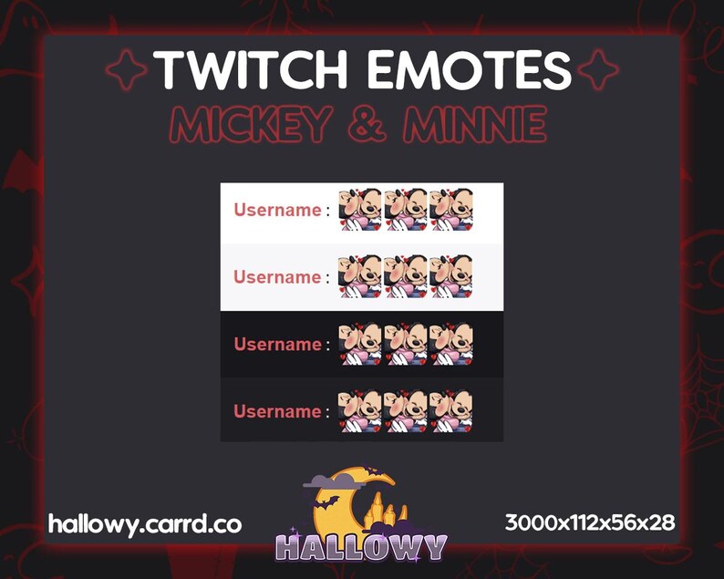 Cute Cartoon Love Mickey & Minnie Emote | Twitch Emote | Discord Emote ...