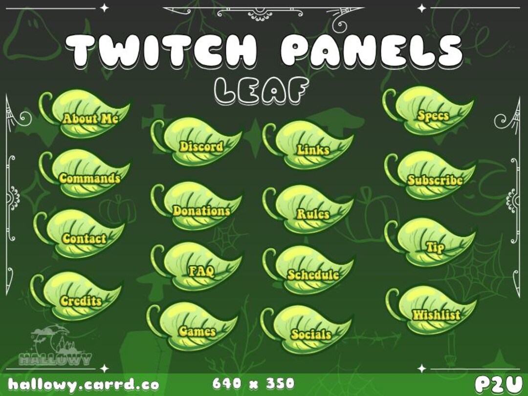 Kawaii Green Leaf Panels for Twitch | Twitch Assets | Cute Streamer ...