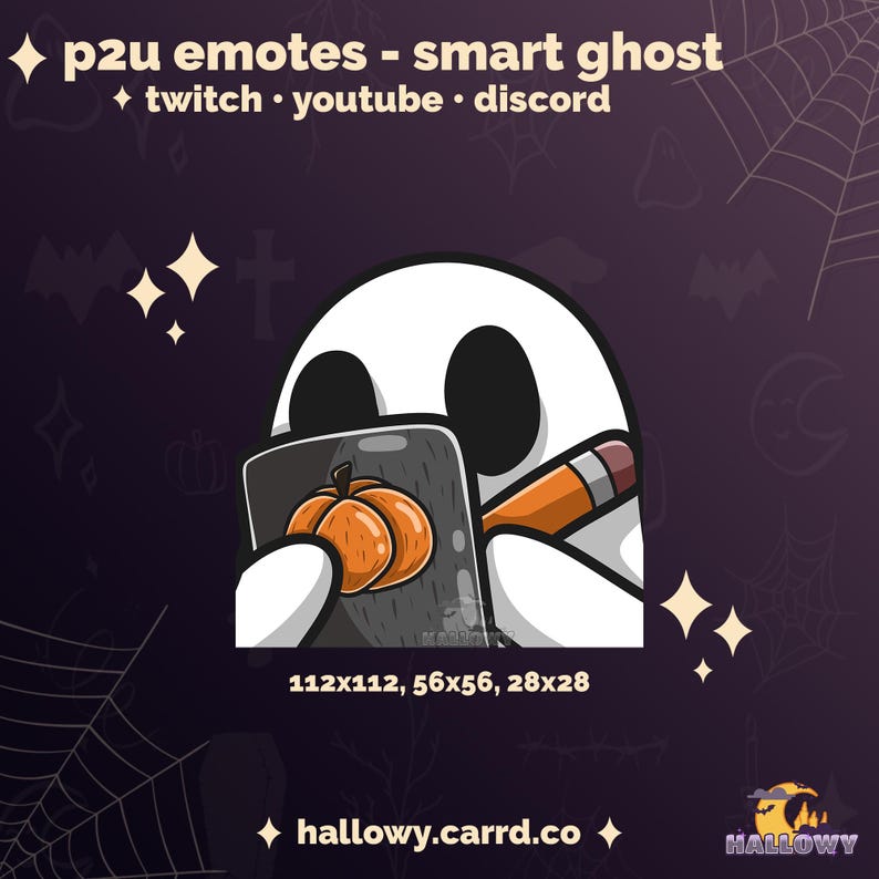 Premade Twitch Emote - Writing Ghost Cute Emote for Streamers and ...