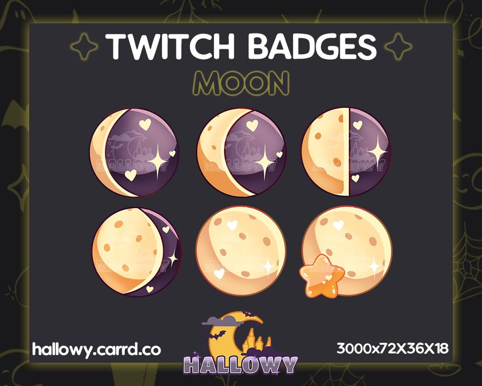 Cute Moon Phases Badges for Twitch | Subscriber Badges | Sub Badges for ...