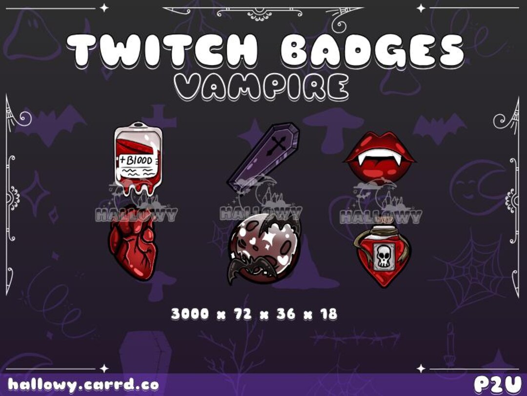 Cute Halloween Vampire Core Badges Twitch Subscriber Badges Sub Badges ...