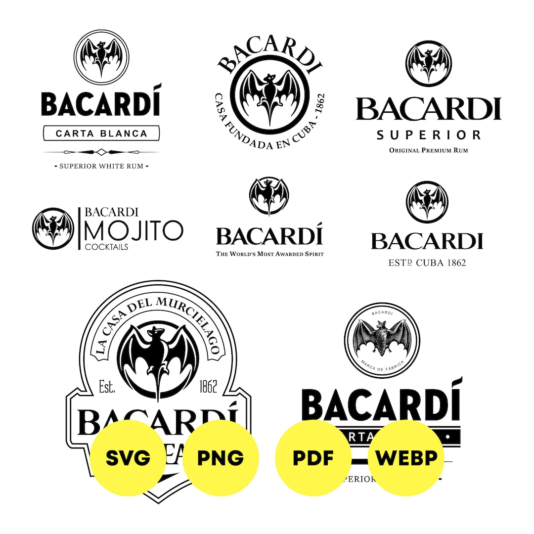 Rum Bacardi 8 Emblem & Logo SVG Bundle. Rum Logo Bundle Set SVG, Png ...