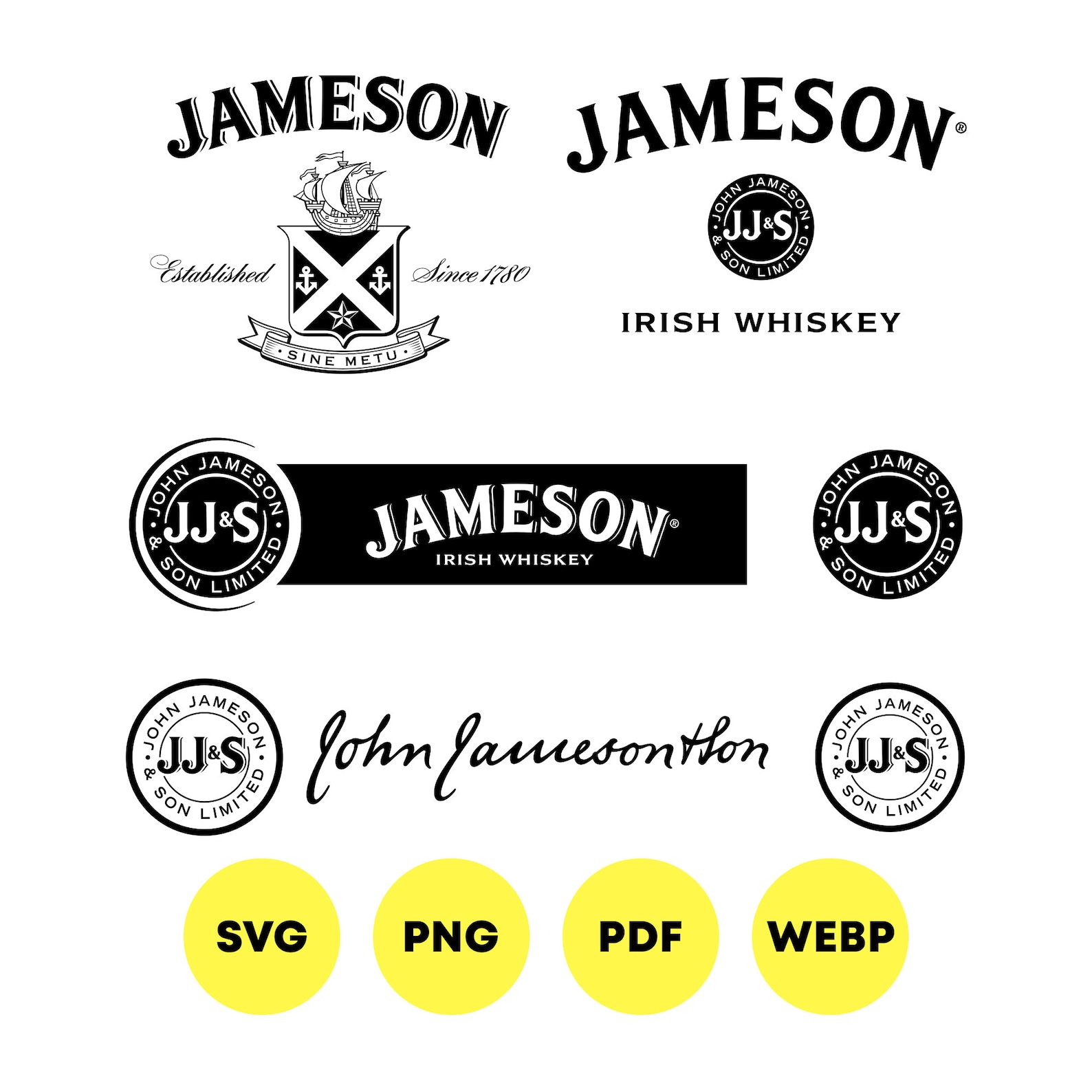 Jameson Irish Whiskey Label SVG. Jameson Bundle Set SVG, Png, Webp, Pdf. Jameson Irish Whiskey ...
