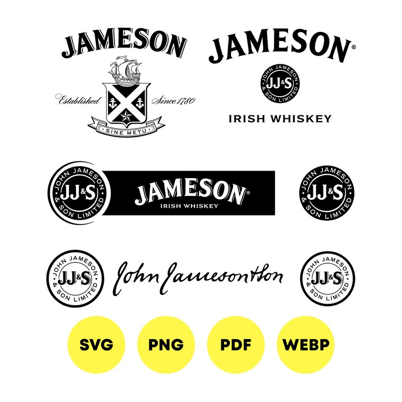 Jameson Irish Whiskey Label SVG. Jameson Bundle Set SVG, Png, Webp, Pdf ...