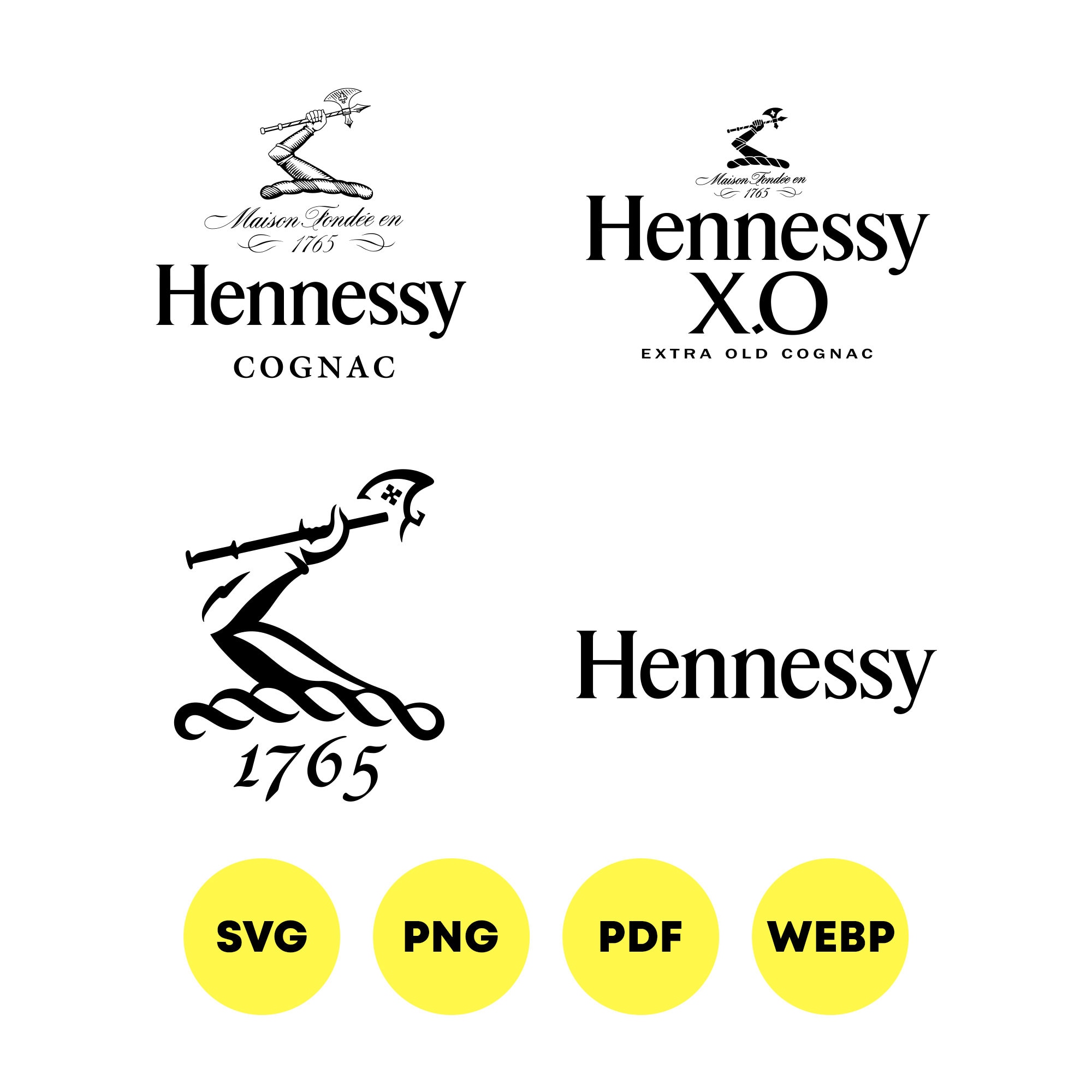 Hennessy Cognac Logo Bundle Set SVG, Png, Webp, Pdf. Cognac Label Sign ...