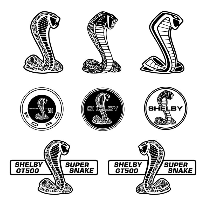 16 Shelby Cobra Snake Car Logo Emblem - Svg Png Pdf Webp. Ford Mustang ...