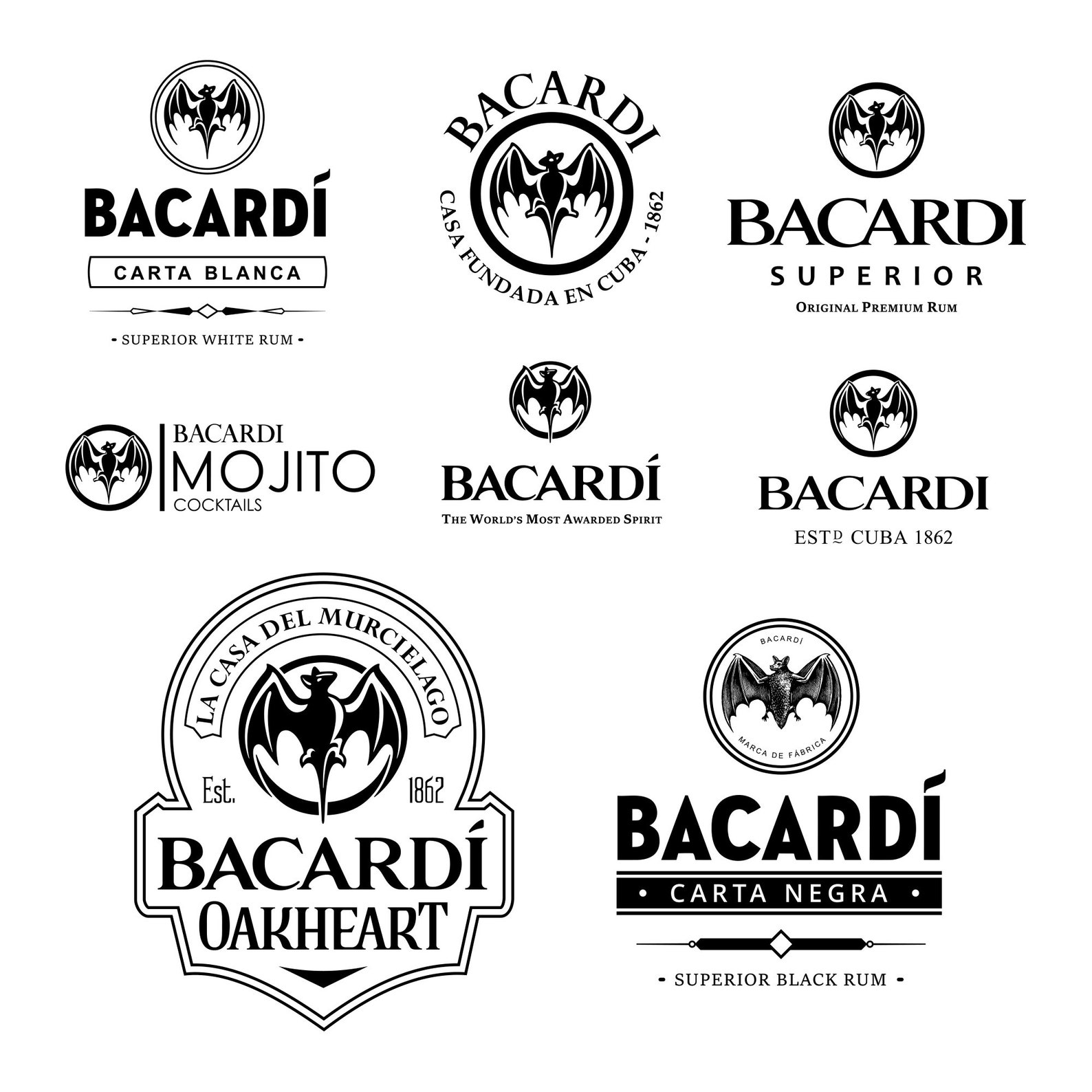 Rum Bacardi 8 Emblem & Logo SVG Bundle. Rum Logo Bundle Set SVG, Png ...