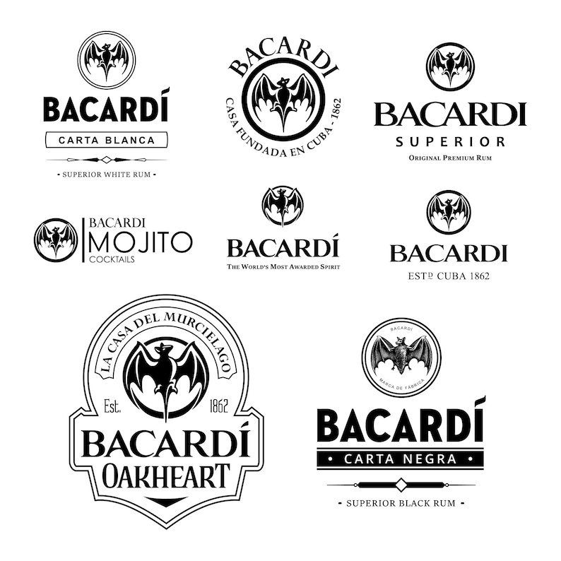 Rum Bacardi 8 Emblem & Logo SVG Bundle. Rum Logo Bundle Set SVG, Png ...