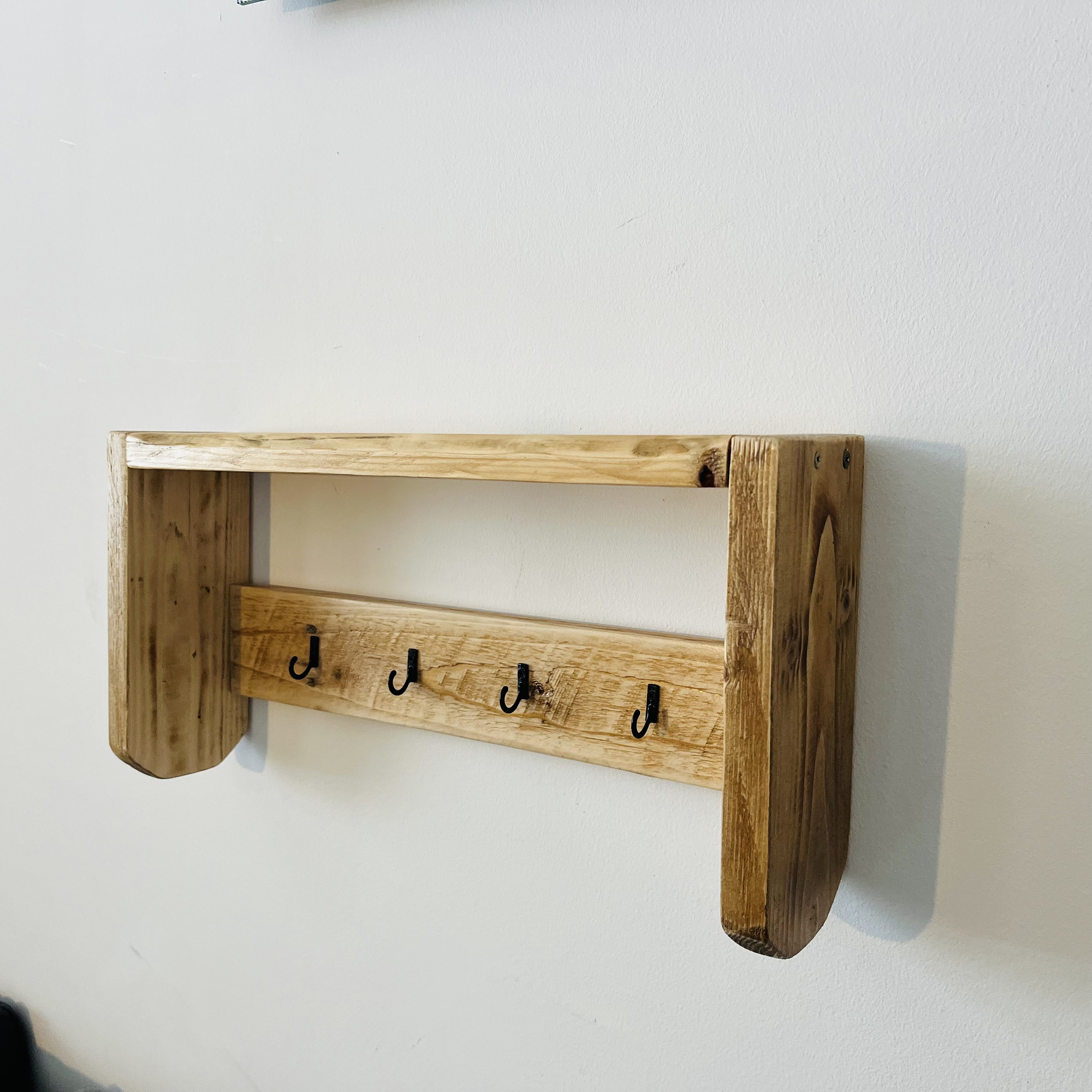 Reclaimed Wood Key Holder With Shelf: Handmade Rustic Organizer - Etsy